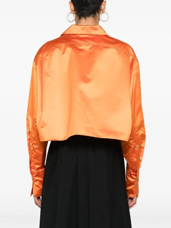 PATOU Cropped Satin Shirt Jacket - Orange