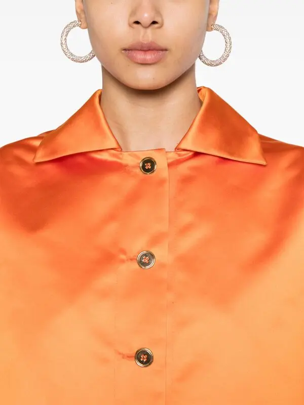 PATOU Cropped Satin Shirt Jacket - Orange
