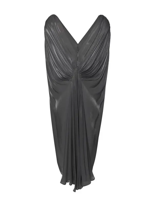 GENNY Pleated Satin Midi Dress