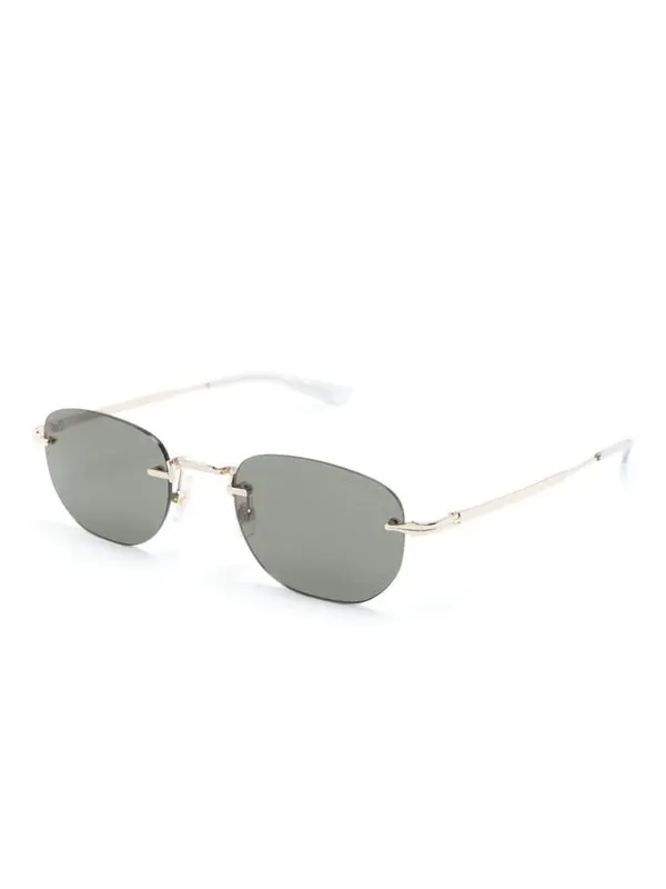Montblanc Logo-print Oval-frame Sunglasses - Gold