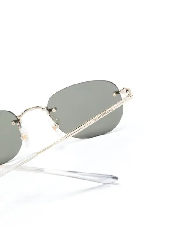 Montblanc Logo-print Oval-frame Sunglasses - Gold