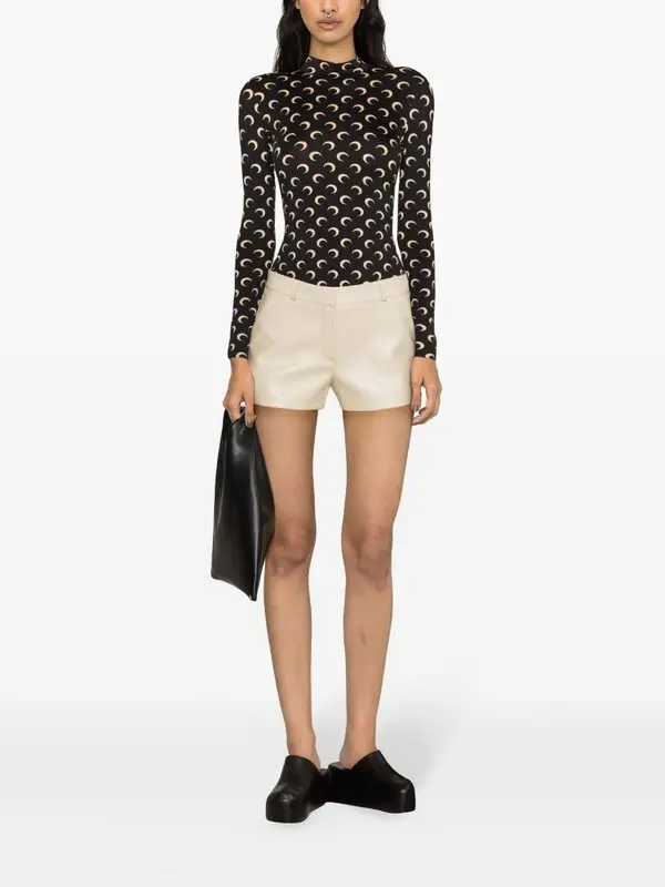 MARINE SERRE Crescent Moon Print Mock Neck Top - Black