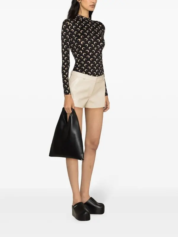 MARINE SERRE Crescent Moon Print Mock Neck Top - Black