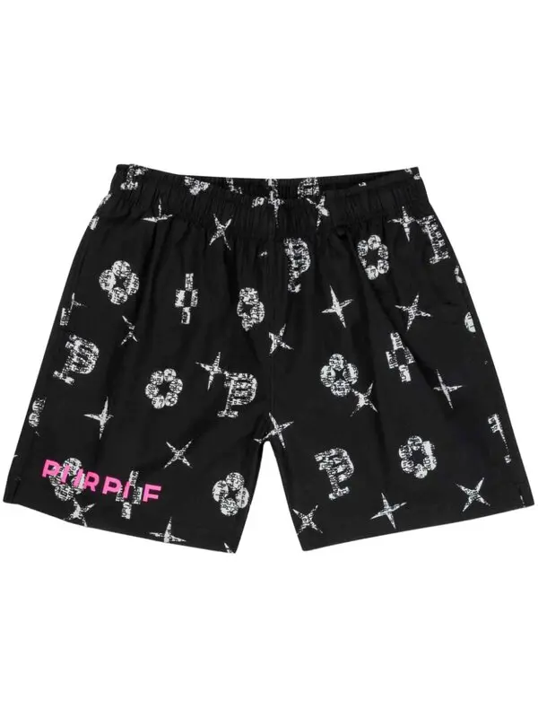PURPLE BRAND Logo-print Monogram Shorts