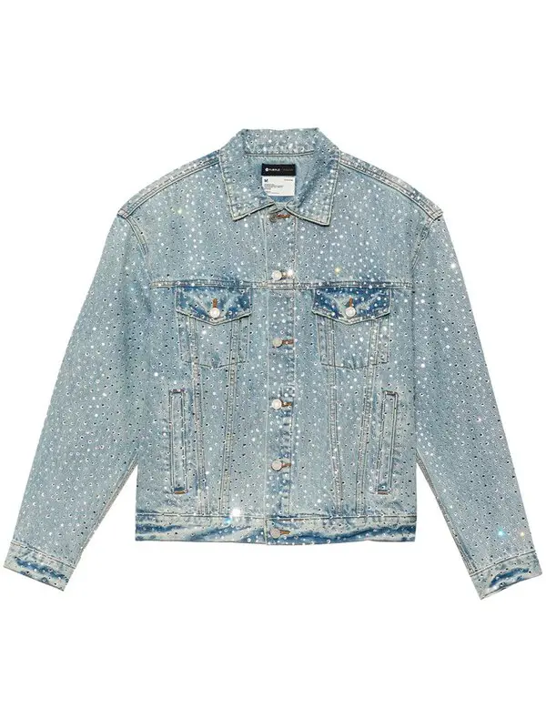 PURPLE BRAND Rhinestone-embellished Denim Jacket