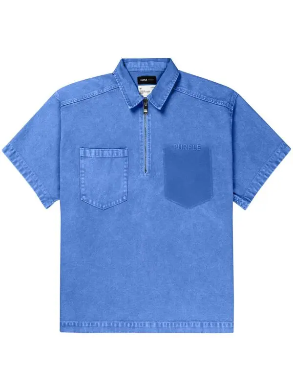 PURPLE BRAND Logo-embroidered Missing-pocket Polo Shirt