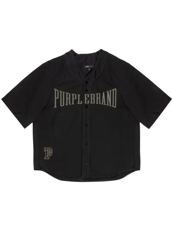PURPLE BRAND Logo-print Cotton Shirt - Black