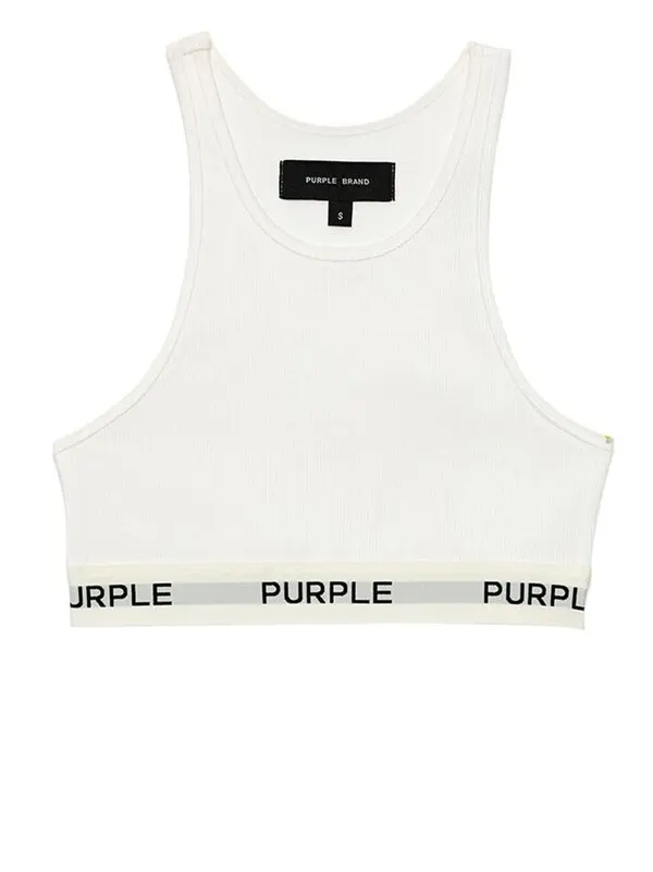 PURPLE BRAND Logo-tape Cropped Top - White