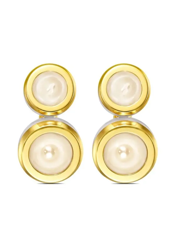TASAKI 18kt Yellow M/g Sliced Bezel Pearl Stud Earrings - Gold