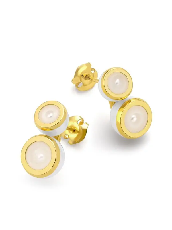 TASAKI 18kt Yellow M/g Sliced Bezel Pearl Stud Earrings