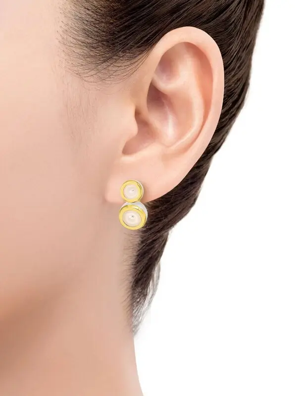 TASAKI 18kt Yellow M/g Sliced Bezel Pearl Stud Earrings