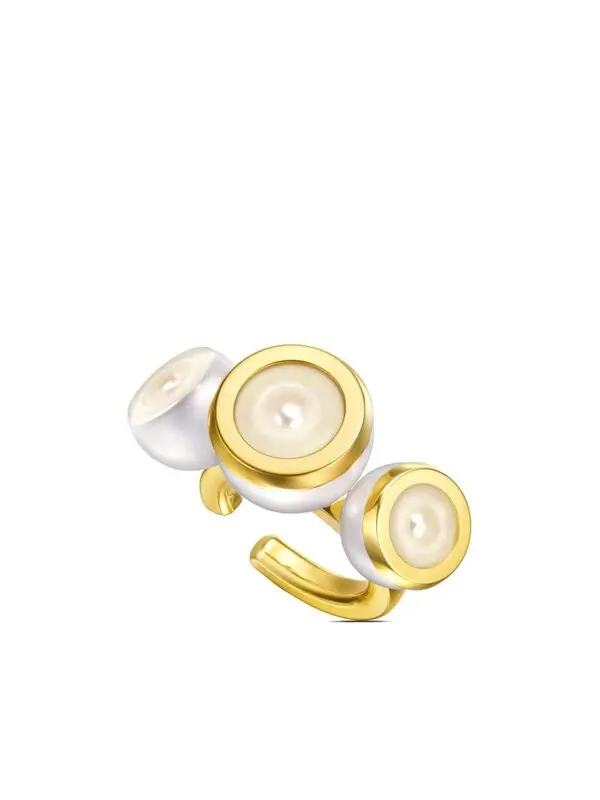 TASAKI 18kt Yellow M/g Sliced Bezel Pearl Ear Cuff