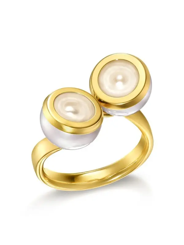 TASAKI 18kt Yellow M/g Sliced Bezel Pearl Ring - Gold