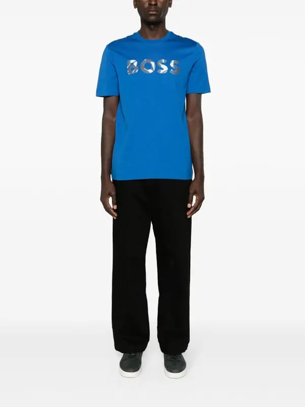 BOSS Logo-print Cotton T-shirt - Blue