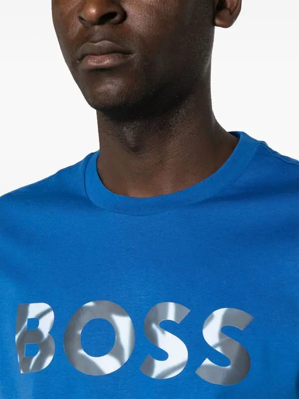 BOSS Logo-print Cotton T-shirt - Blue