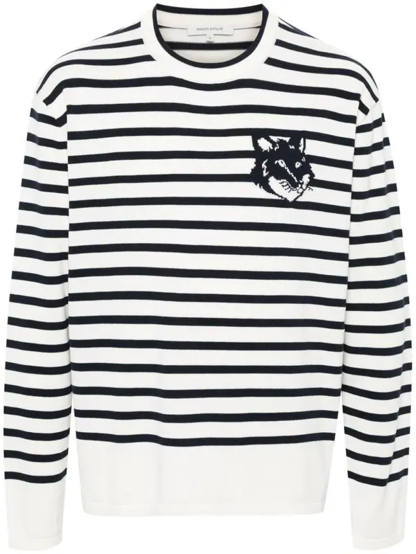 Maison Kitsuné Fox-motif Jumper - Blue