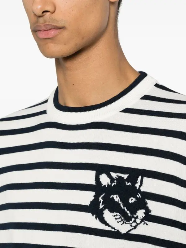 Maison Kitsuné Fox-motif Jumper - Blue