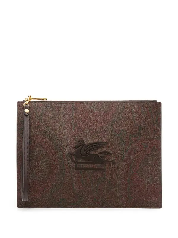 Etro Paisley-jacquard Clutch - Brown