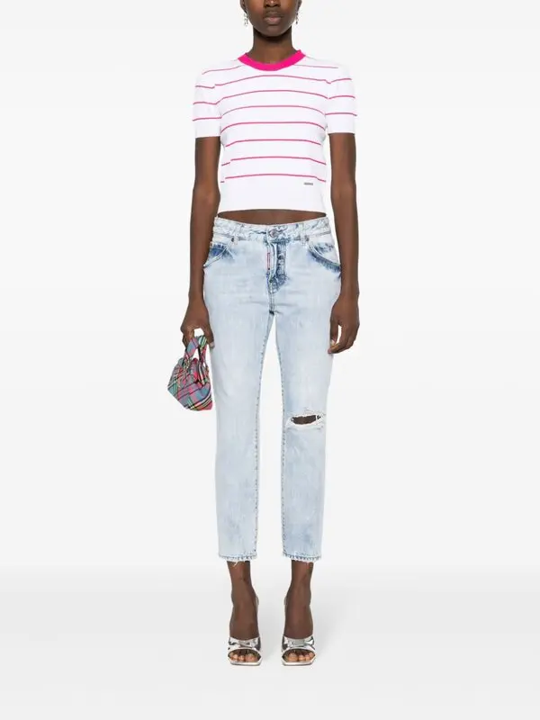 Dsquared2 Striped Ribbed Knit Top