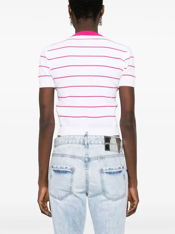 Dsquared2 Striped Ribbed Knit Top