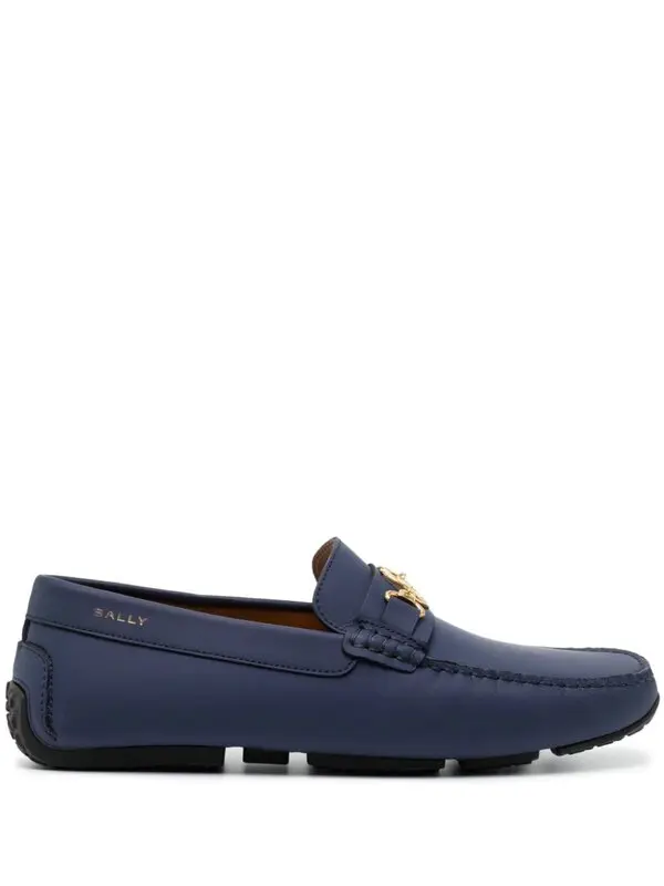Bally Emblem-plaque Leather Driving Shoes - Blue