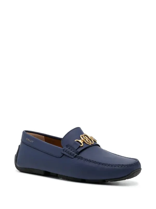 Bally Emblem-plaque Leather Driving Shoes - Blue