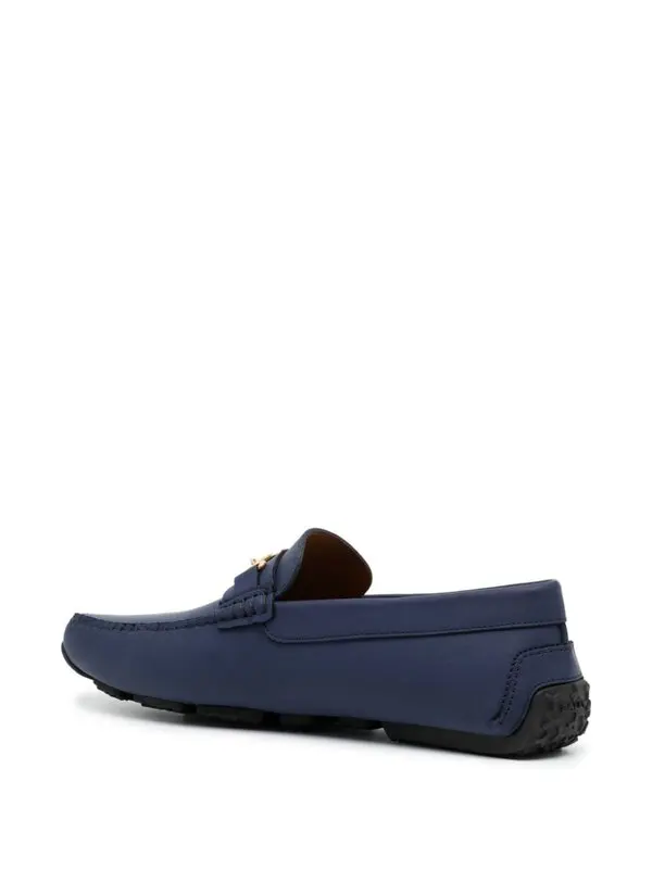 Bally Emblem-plaque Leather Driving Shoes - Blue