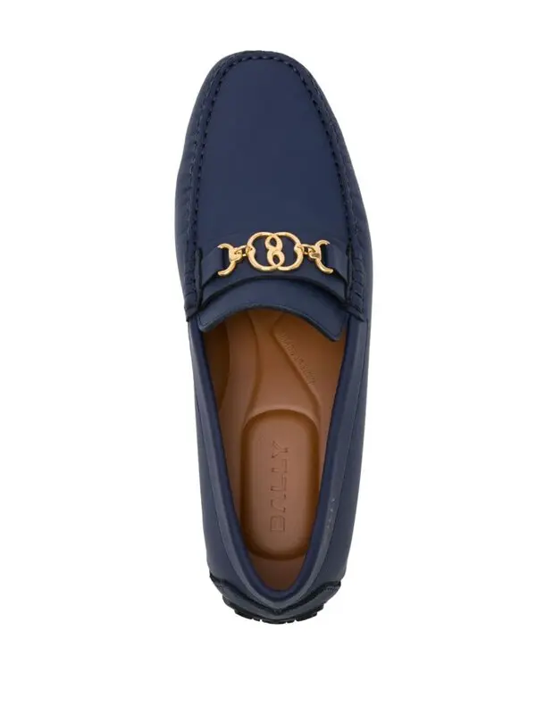 Bally Emblem-plaque Leather Driving Shoes - Blue