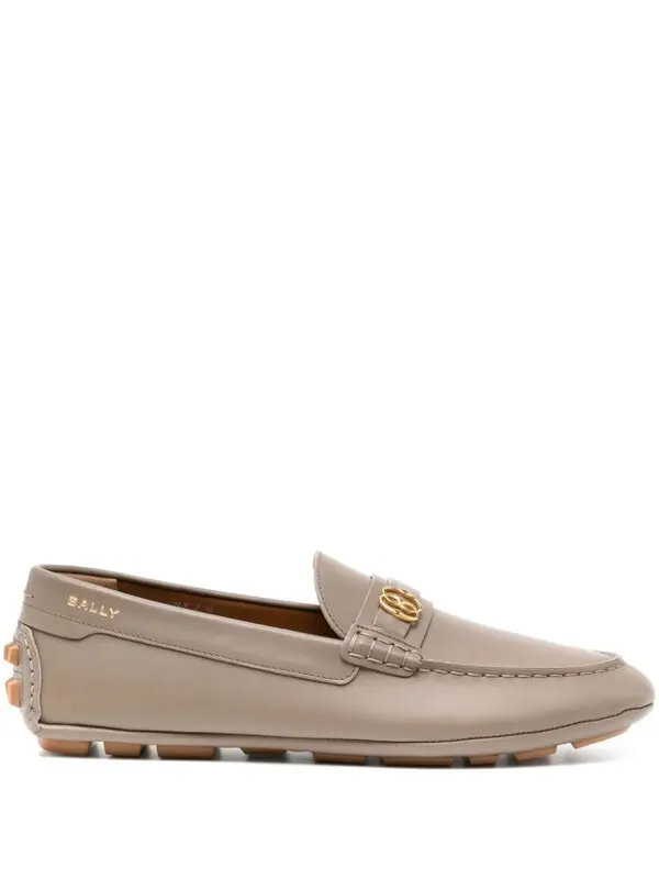 Bally Emblem-plaque Leather Driving Shoes - Brown
