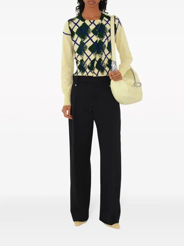 Burberry Argyle-intarsia Cropped Cotton Jumper