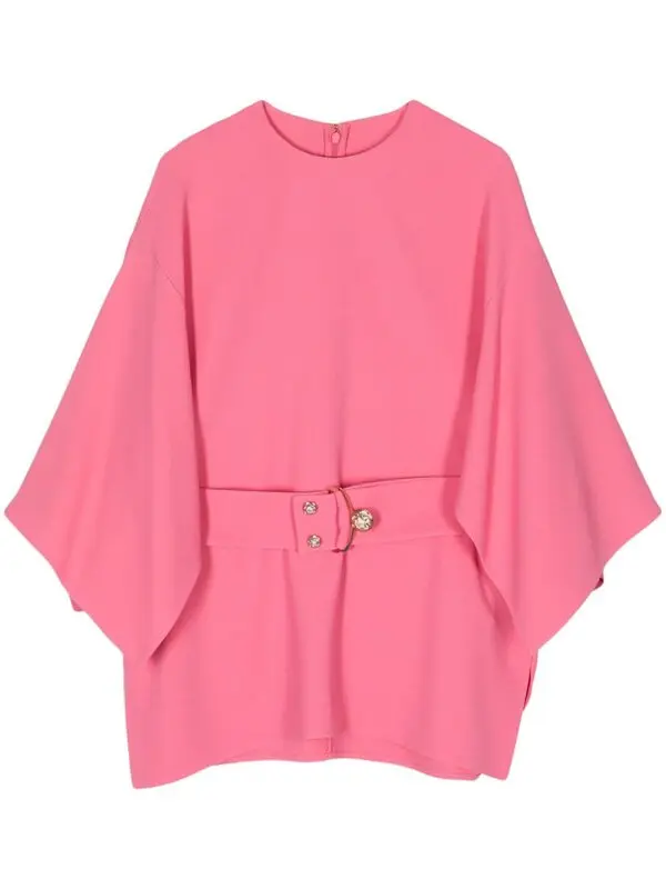 Elie Saab Cady Belted Silk Blouse
