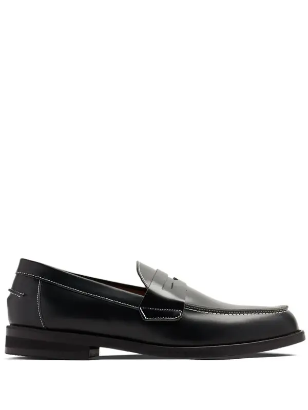 DUKE + DEXTER Contrast-stitching Leather Loafers