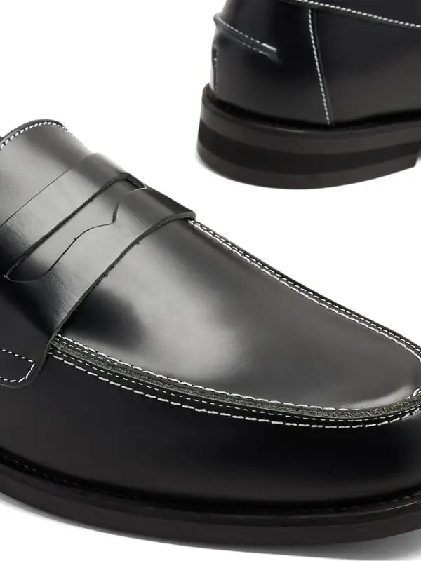 DUKE + DEXTER Contrast-stitching Leather Loafers