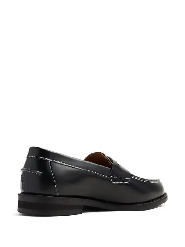 DUKE + DEXTER Contrast-stitching Leather Loafers
