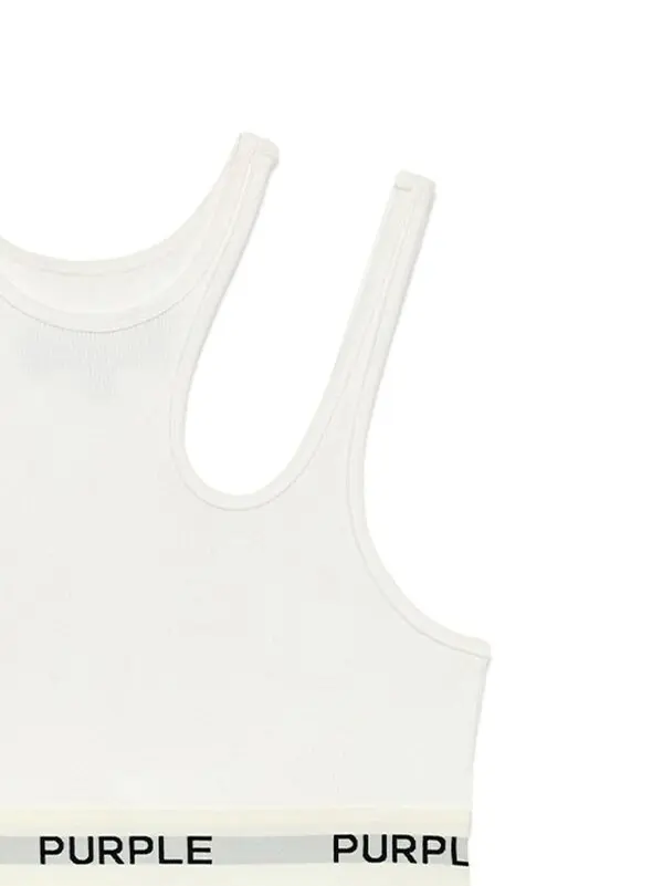 PURPLE BRAND Cut-out Cropped Top - White