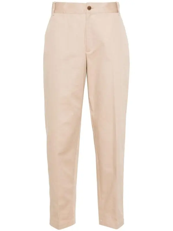 Maison Kitsuné Logo-embroidered Cotton Trousers - Neutrals