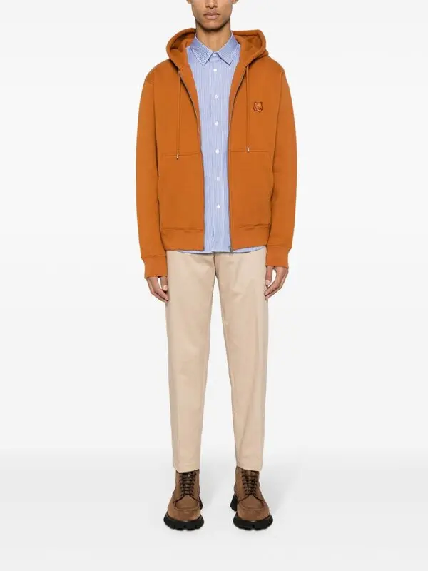 Maison Kitsuné Logo-embroidered Cotton Trousers - Neutrals