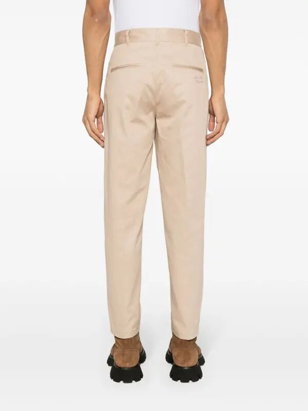 Maison Kitsuné Logo-embroidered Cotton Trousers - Neutrals