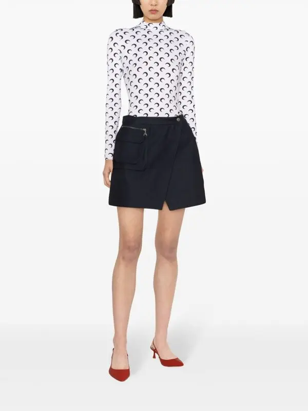 MARINE SERRE Recycled Moon Jersey Highneck Top - White