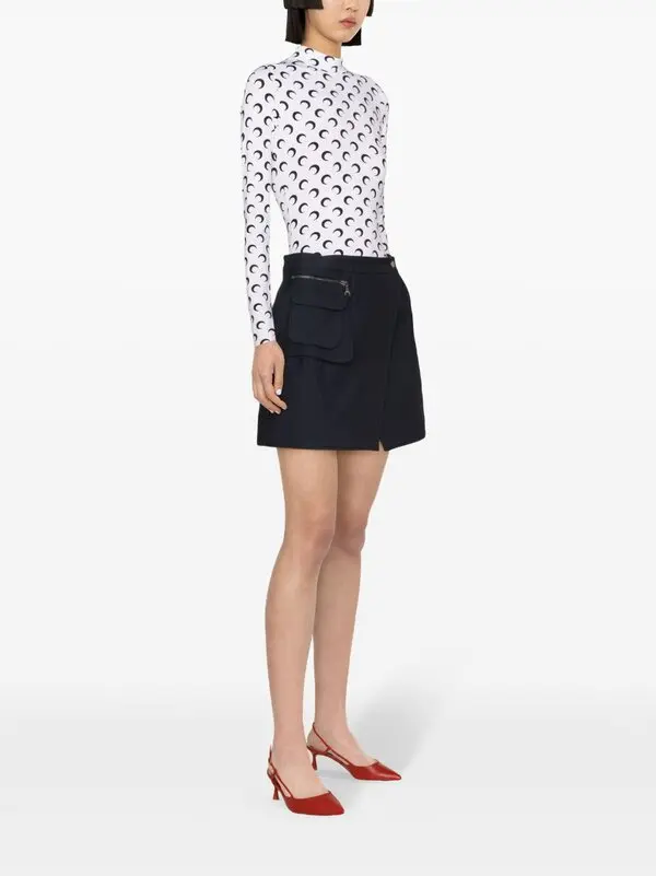 MARINE SERRE Recycled Moon Jersey Highneck Top - White