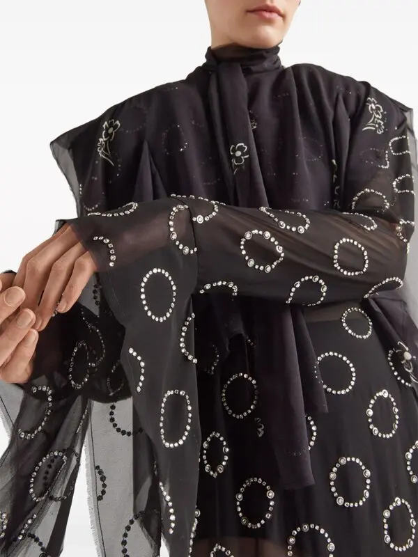 Prada Crystal-embellished Georgette Midi Dress