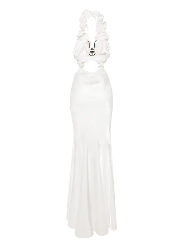 genny floral-appliqu satin maxi dress Genny Floral-embroidered Maxi Dress