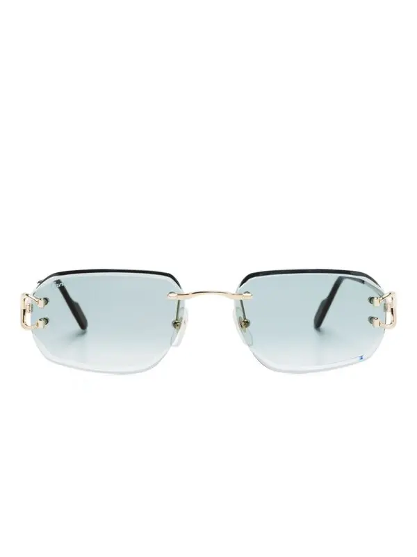 CARTIER Rimless Rectangle-frame Sunglasses - Gold