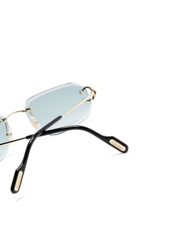Cartier Rimless Rectangle-frame Sunglasses - Gold