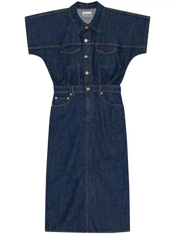 GANNI Denim Midi Shirt Dress