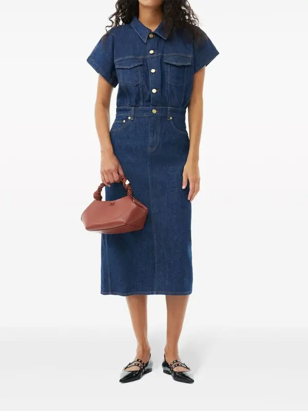 GANNI Denim Midi Shirt Dress
