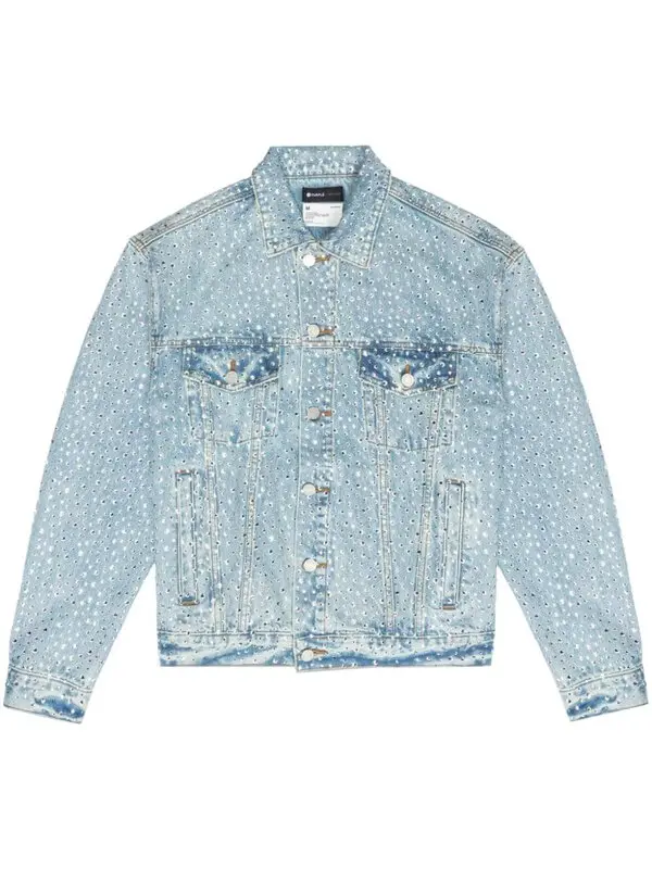 PURPLE BRAND Crystal Embellished Denim Jacket