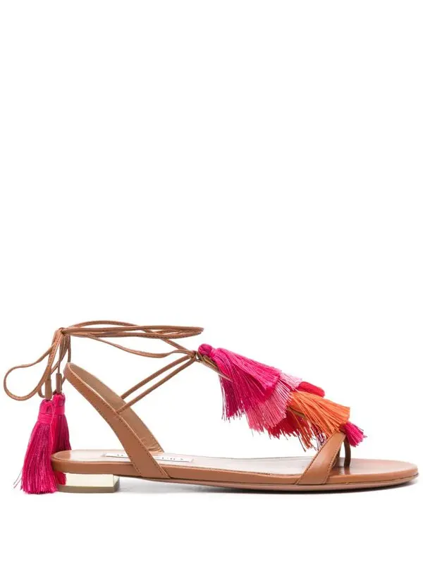 AQUAZZURA Capri Tassel-detail Sandals - Brown