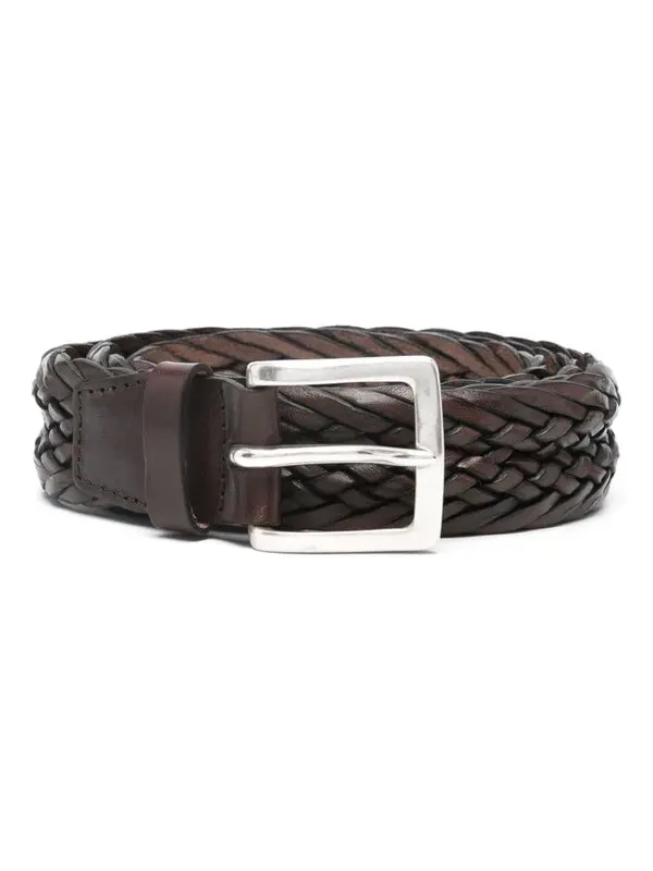 ORTIGNI Braided Leather Belt - Brown