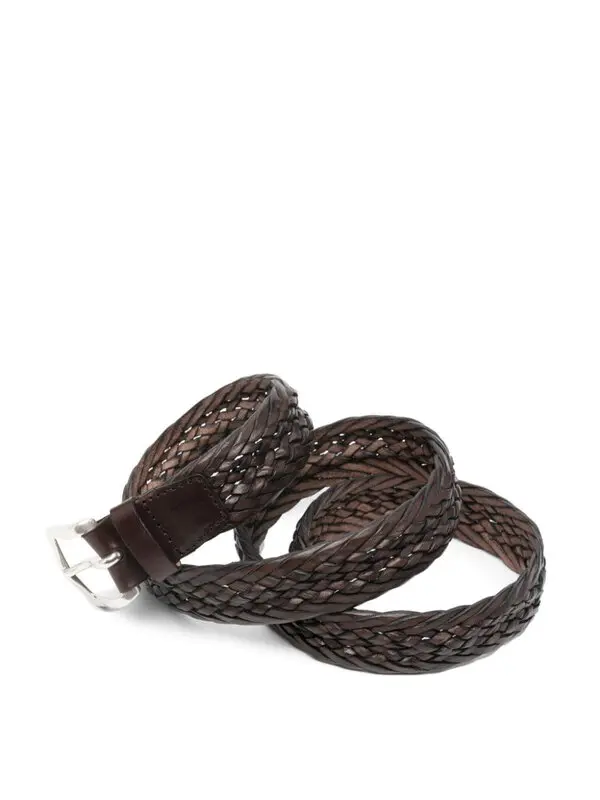 ORTIGNI Braided Leather Belt - Brown